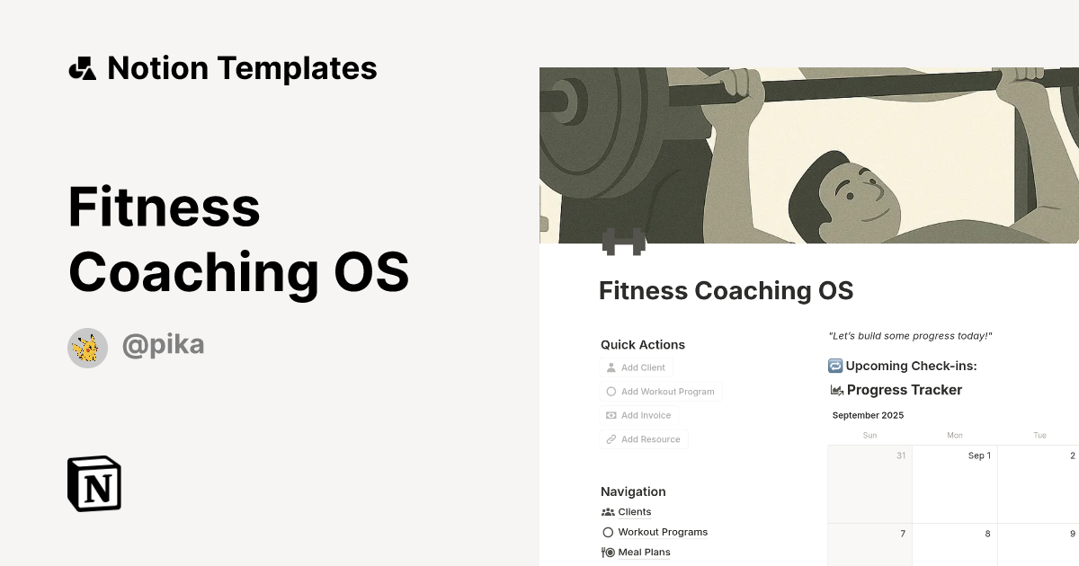Fitness Coaching OS Template by Pika | Notion Marketplace