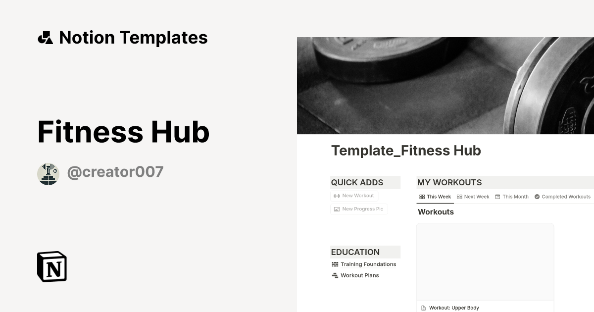 Fitness Hub Template | Notion Marketplace