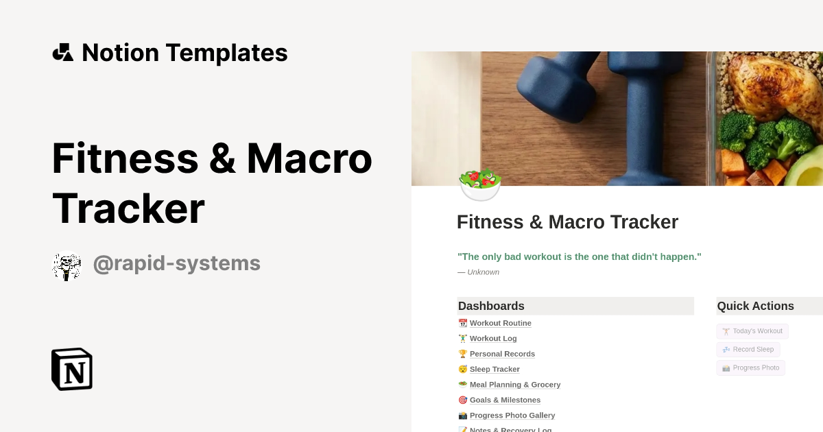Fitness & Macro Tracker Template by Jawara Green | Rapid Systems ...