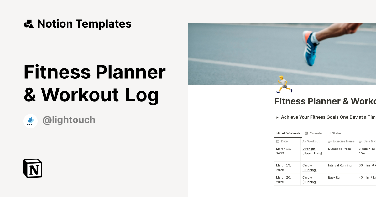 Fitness Planner & Workout Log Template | Notion Marketplace