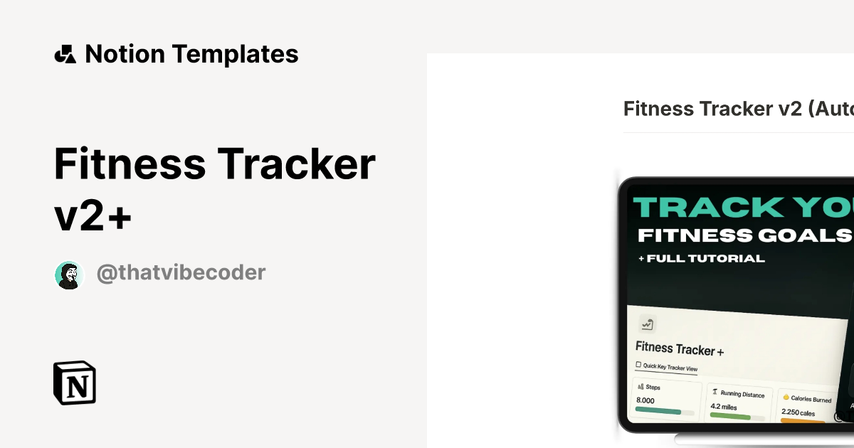 Fitness Tracker v2+ Template by That Vibe Coder | Notion Marketplace