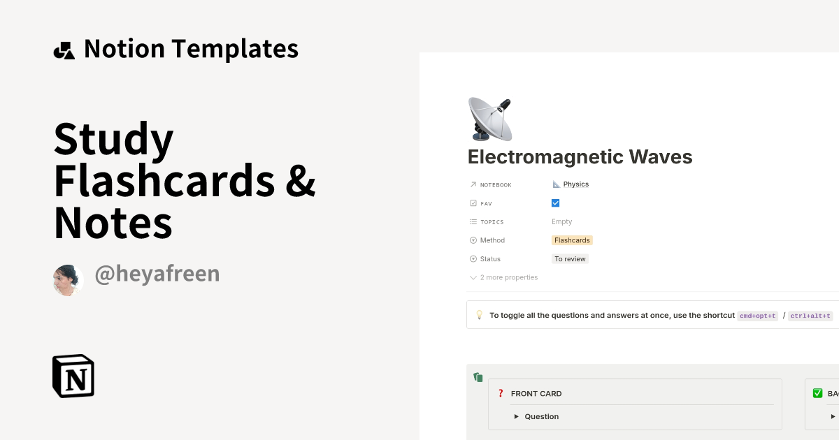 Study Flashcards & Notes Template | Notion Marketplace
