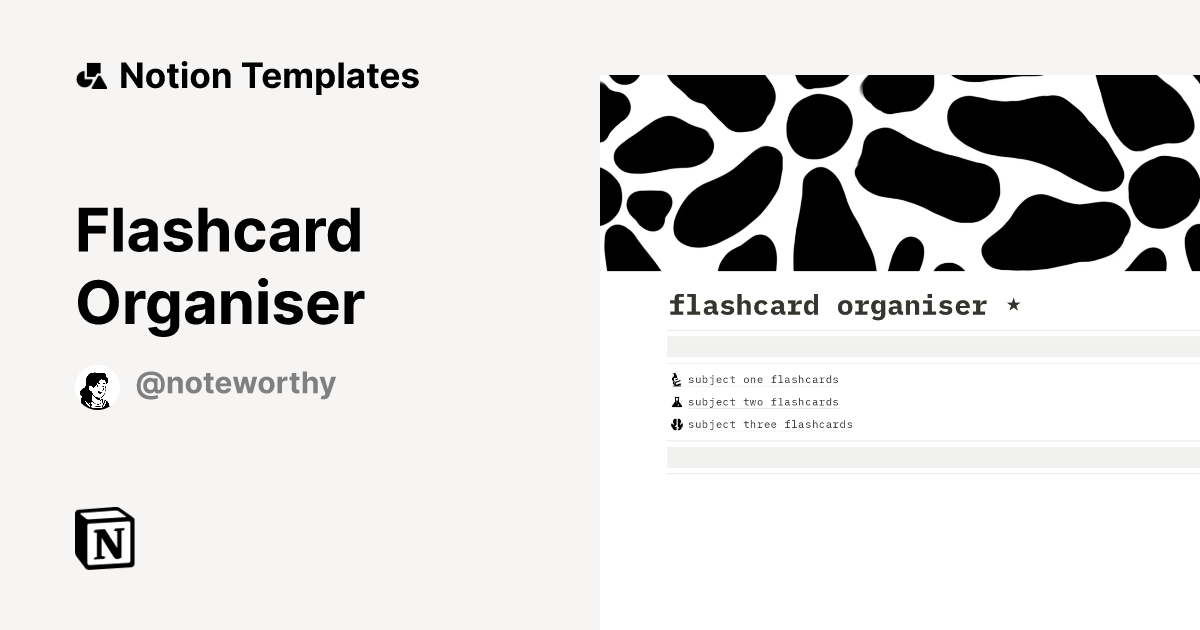 Flashcard Organiser Template by NoteWorthy | Notion Marketplace
