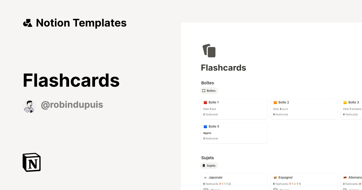 Flashcards Template | Notion Marketplace