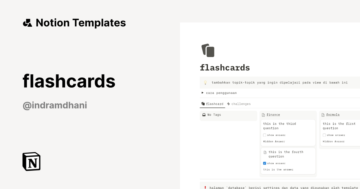 flashcards Template | Notion Marketplace