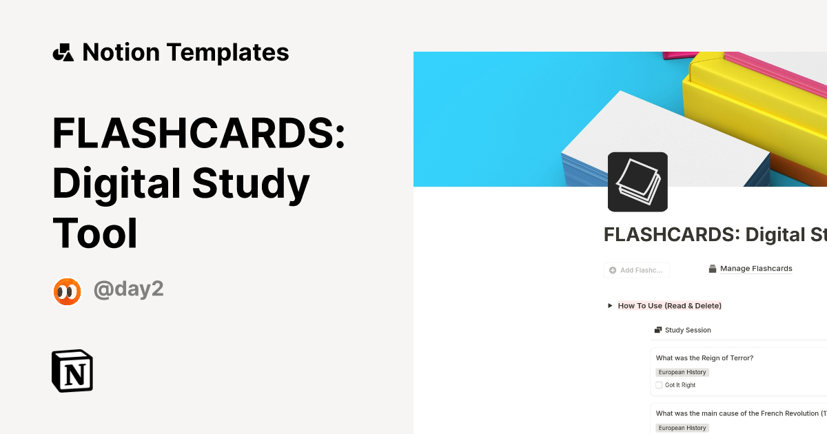 FLASHCARDS: Digital Study Tool Template by DAY | Notion Marketplace