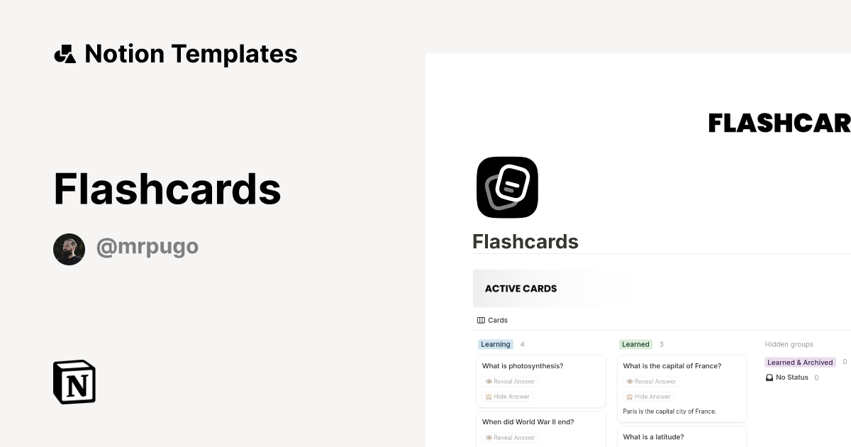 Flashcards Template | Notion Marketplace