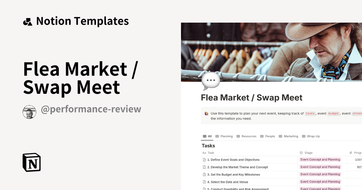Flea Market / Swap Meet Template by Event Planning Checklist | Notion ...
