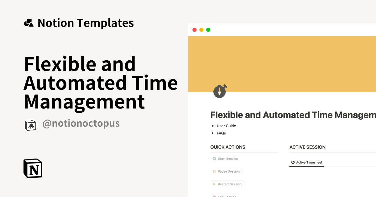 Flexible and Automated Time Management Template | Notion Marketplace