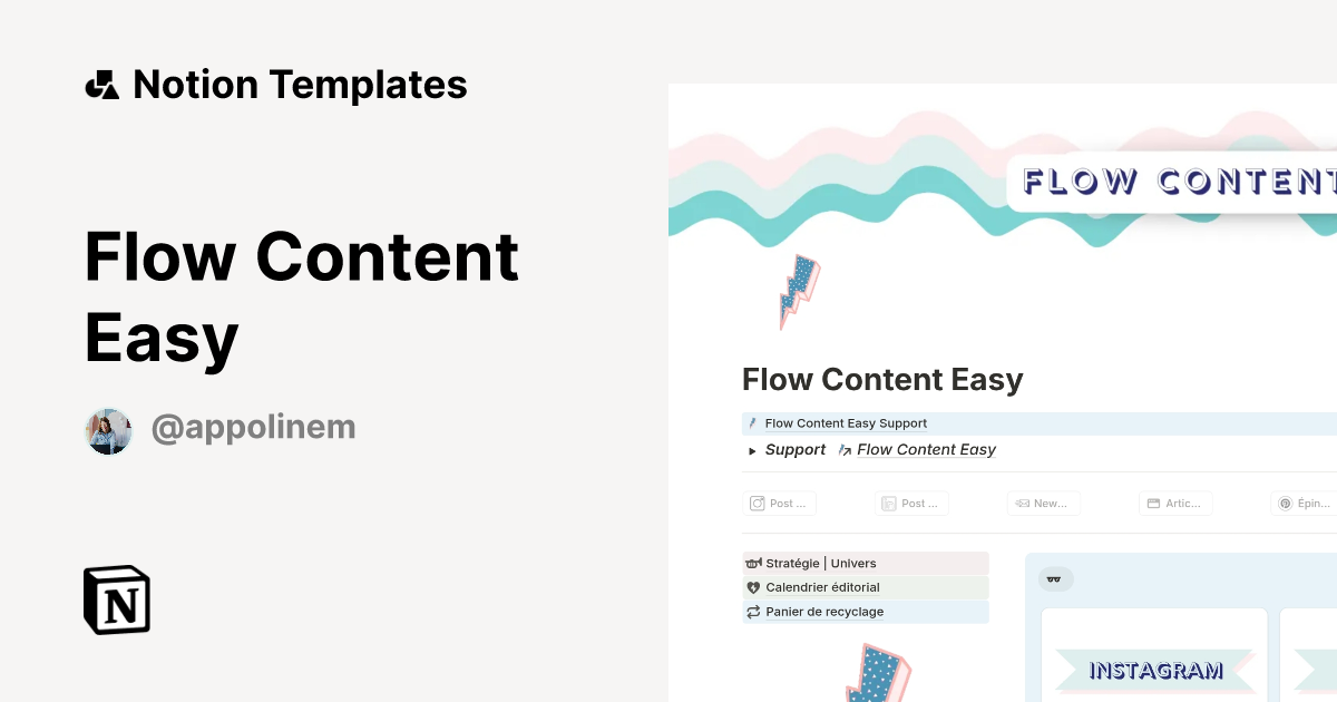 Flow Content Easy Template | Notion Marketplace