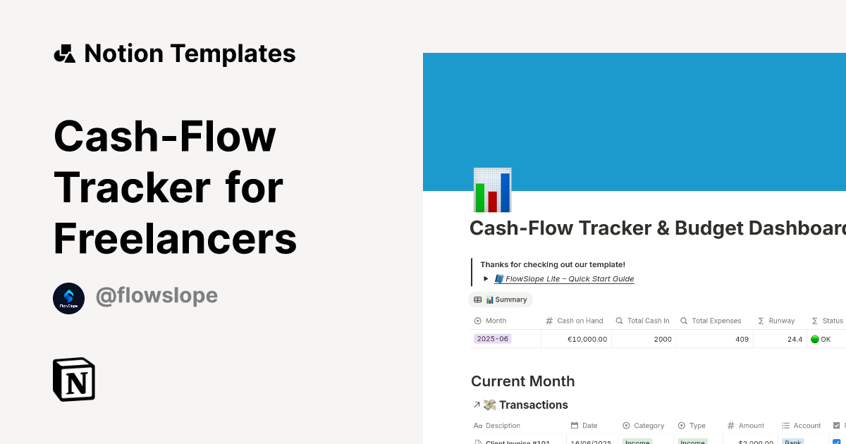 Cash-Flow Tracker for Freelancers Template | Notion Marketplace