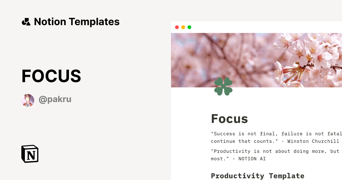 FOCUS Template by Pakru | Notion Marketplace