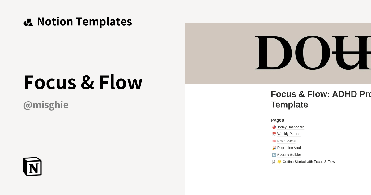 Focus & Flow Template by Admas | Notion Marketplace