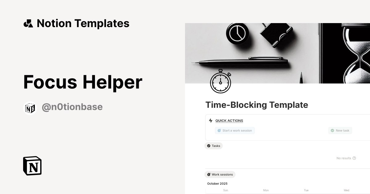 Focus Helper Template by N0tionbase | Notion Marketplace