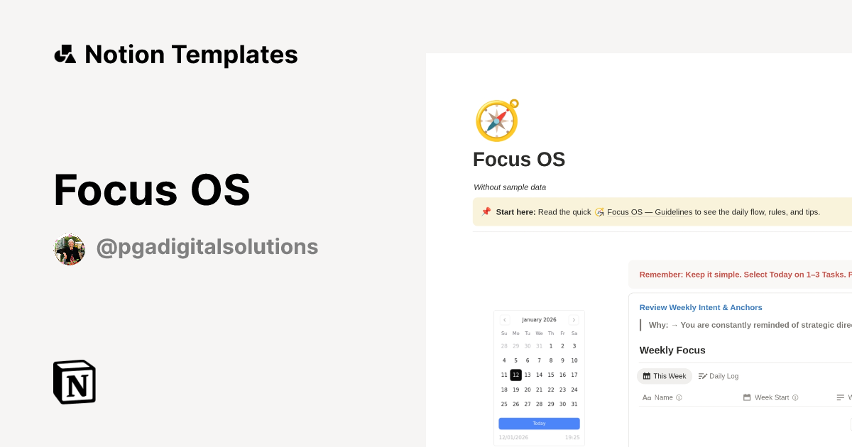 Focus OS Template | Notion Marketplace