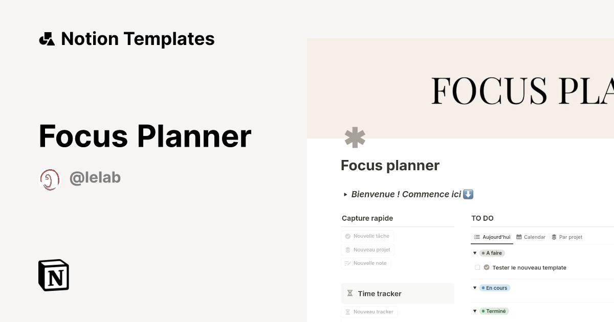 Focus Planner Template | Notion Marketplace