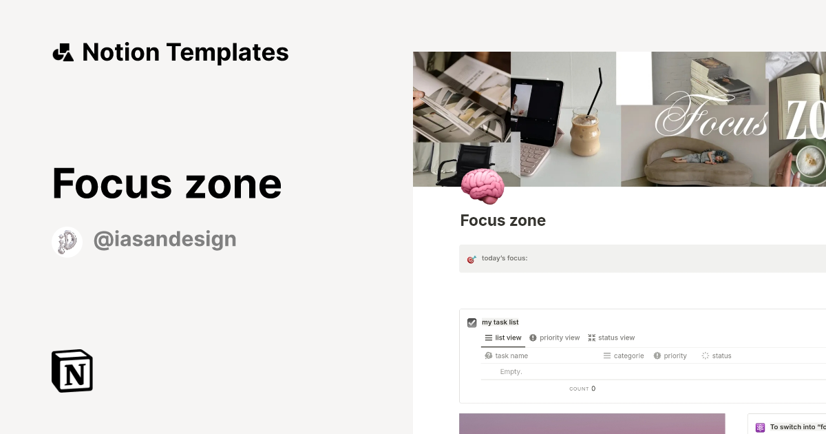Focus zone Template | Notion Marketplace