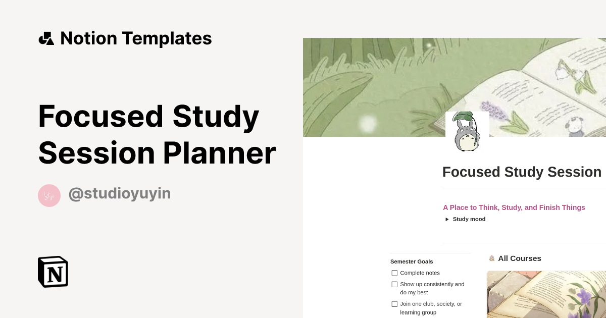 Focused Study Session Planner Template | Notion Marketplace