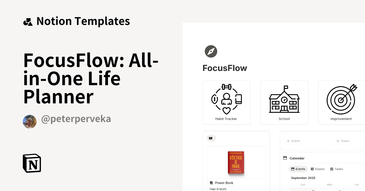 FocusFlow: All-in-One Life Planner Template | Notion Marketplace