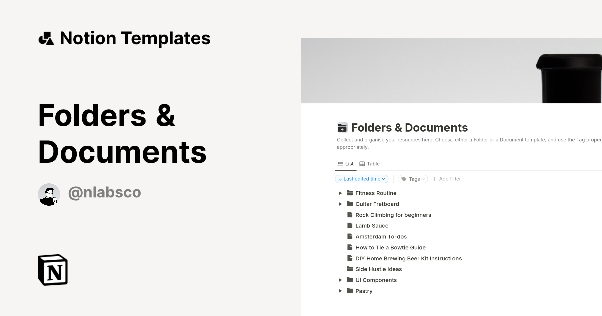 Folders & Documents Template | Notion Marketplace