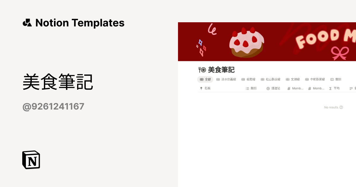 美食筆記 Template by reishi&kagi | Notion Marketplace