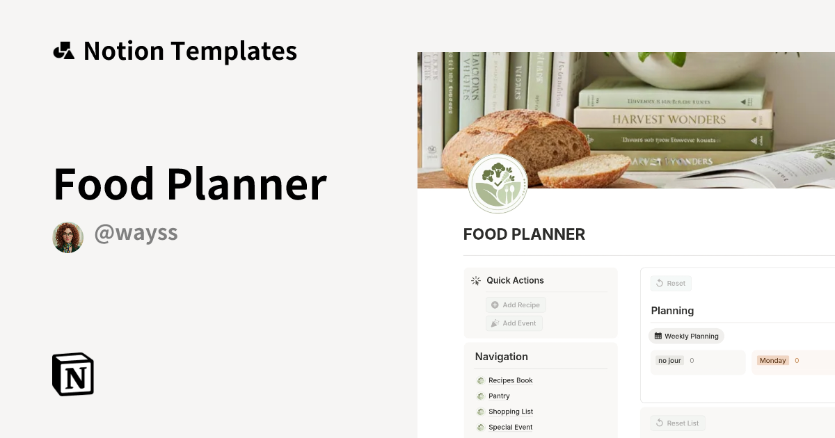 Food Planner Template by Wayss | Notion Marketplace