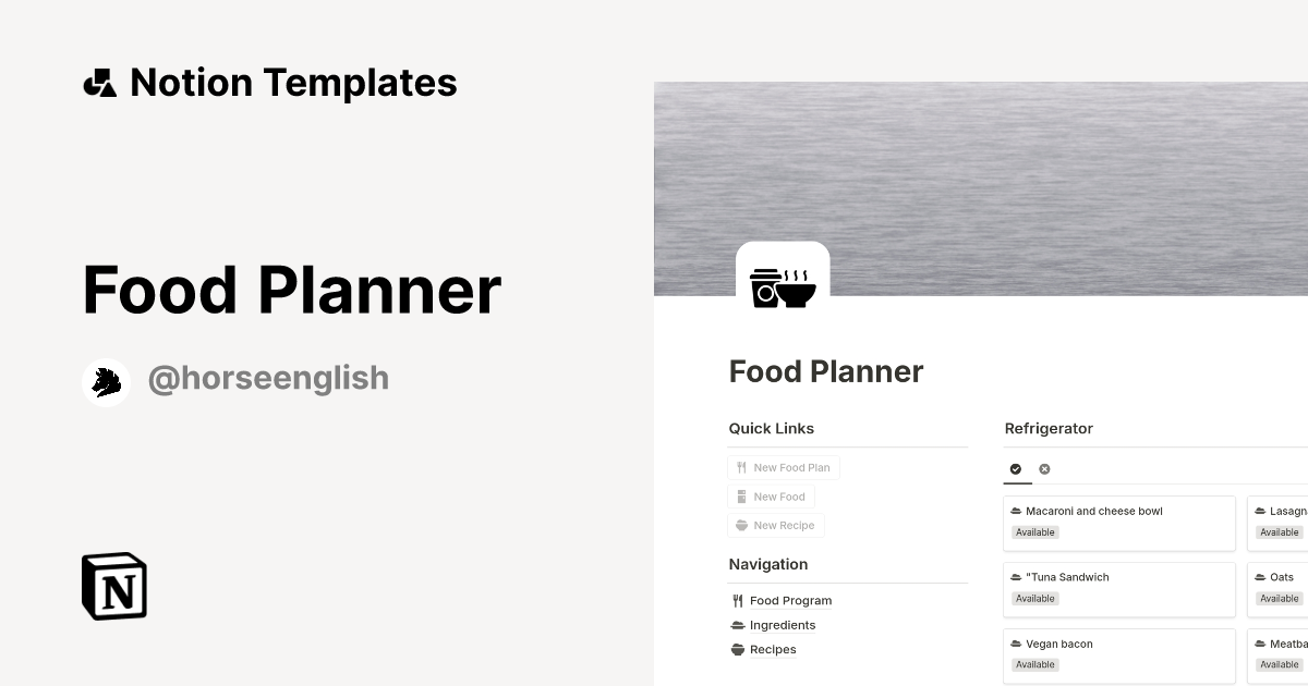 Food Planner Template | Notion Marketplace