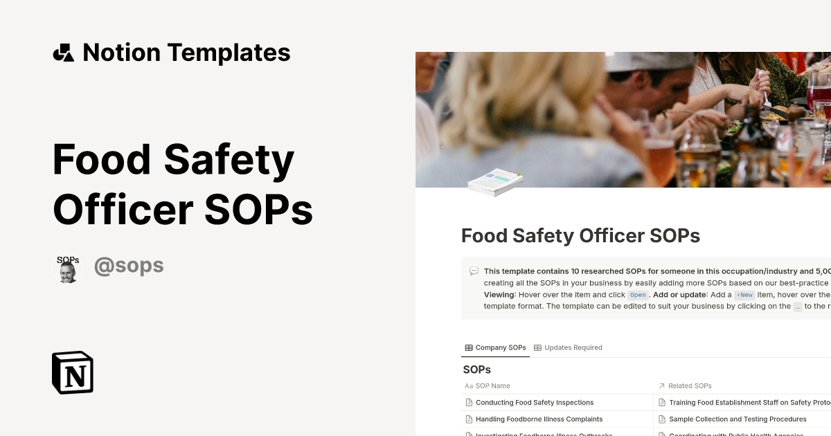 Food Safety Officer SOPs Template by SOPs | Notion Marketplace
