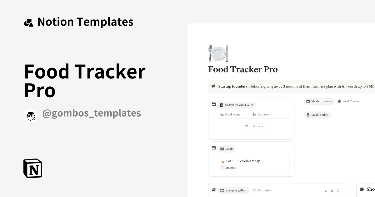 Food Tracker Pro Template by Gombos | Notion Marketplace