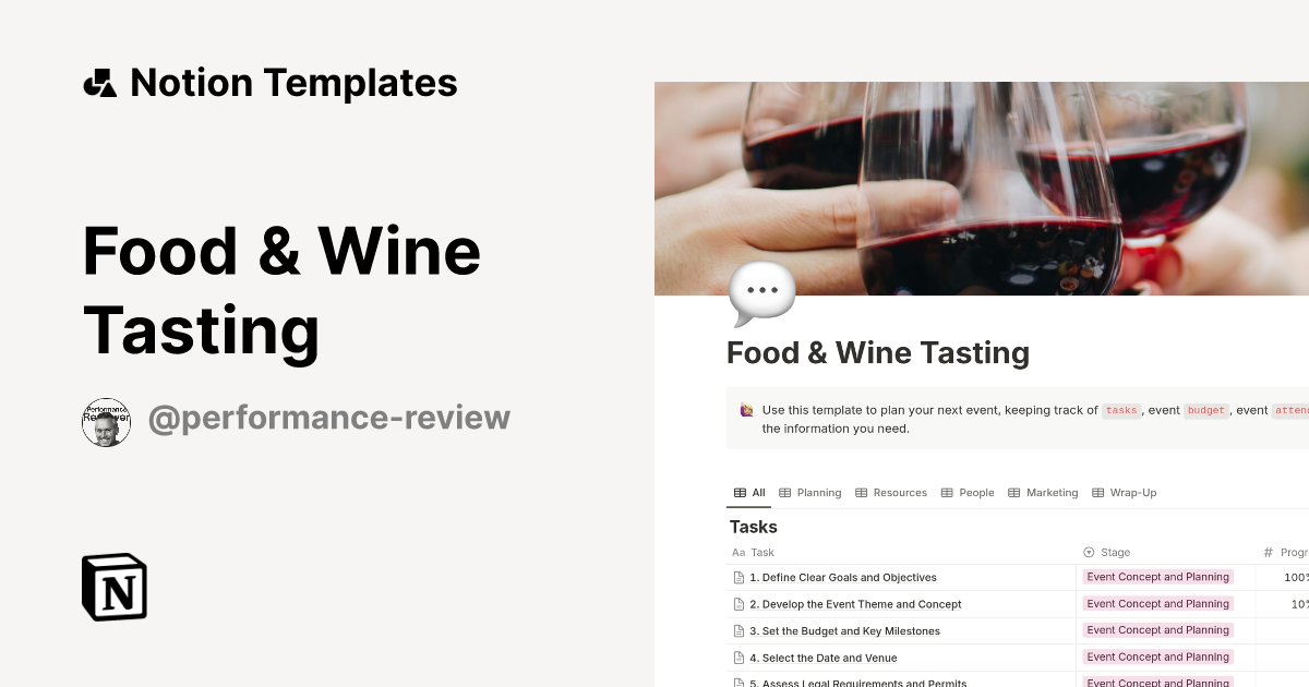 Food & Wine Tasting Template | Notion Marketplace