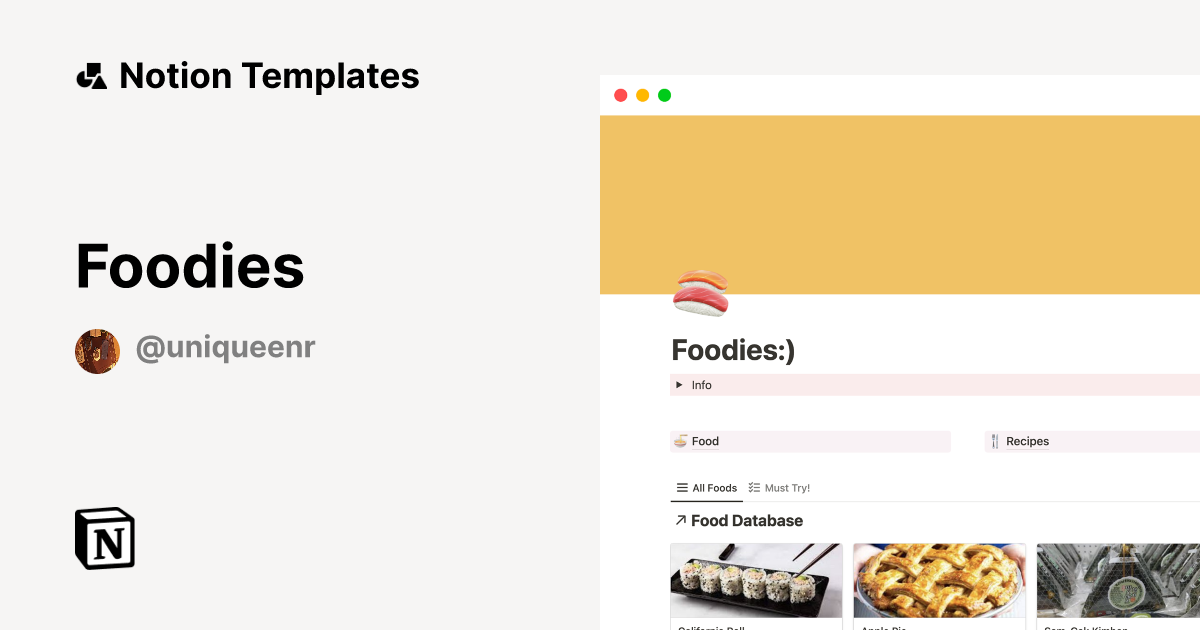 Foodies Template by R.R. | Notion Marketplace