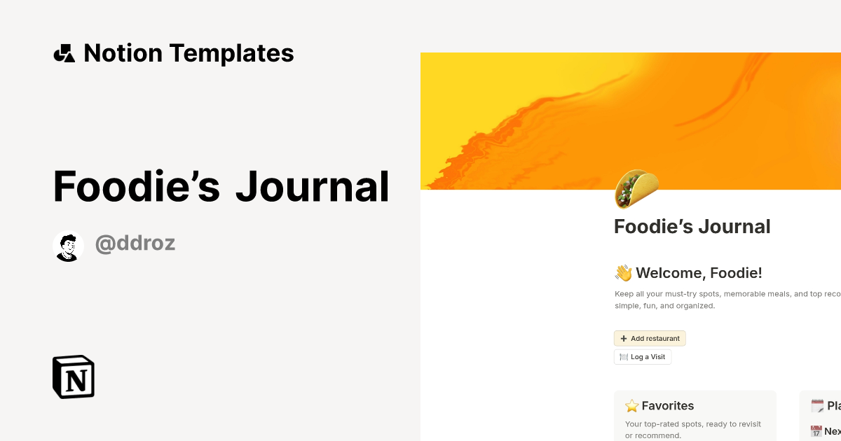 Foodie’s Journal Template by David Rodríguez | Notion Marketplace