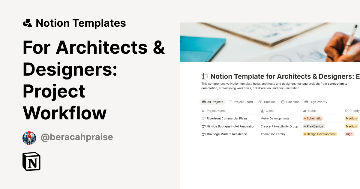 For Architects & Designers: Project Workflow Template by Beracah Praise ...