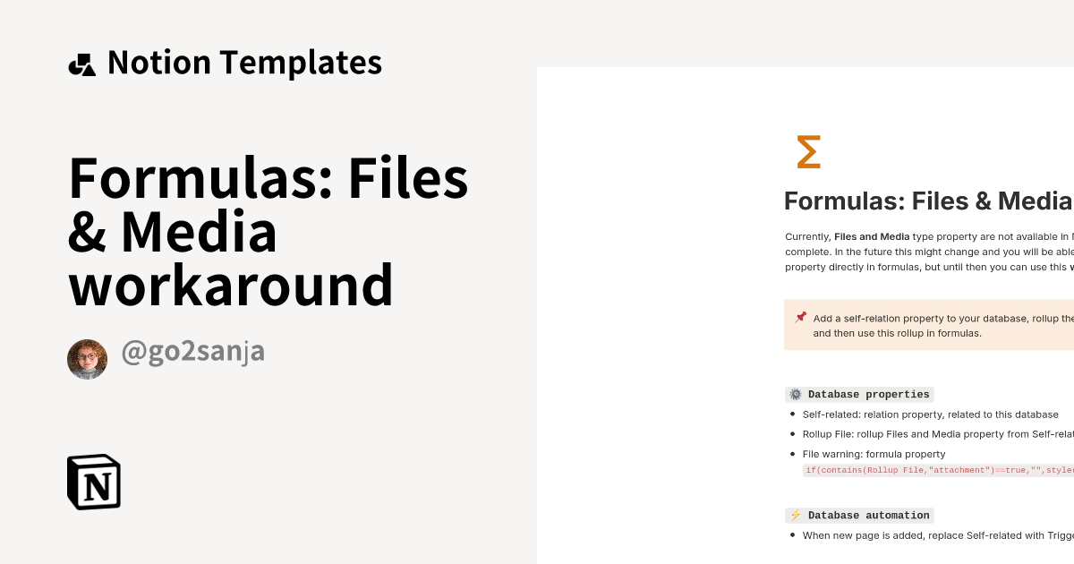 Formulas: Files & Media workaround Template | Notion Marketplace