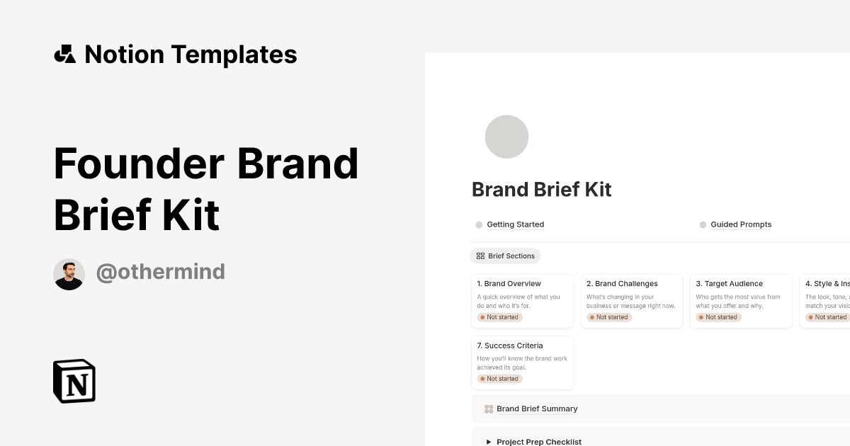 Founder Brand Brief Kit Template by Atanas Teodosiev · OtherMind ...