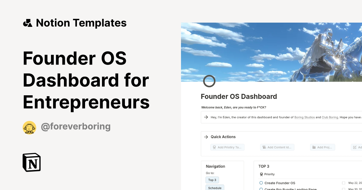 Founder OS Dashboard for Entrepreneurs Template | Notion Marketplace