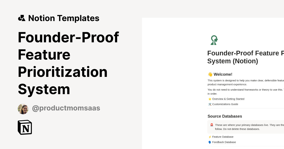 Founder-Proof Feature Prioritization System Template by Product Mom ...
