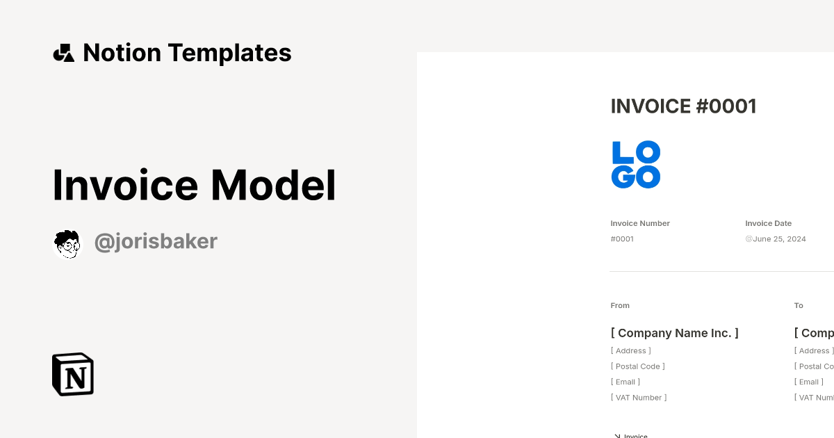 Invoice Model Template by Joris Baker | Notion Marketplace