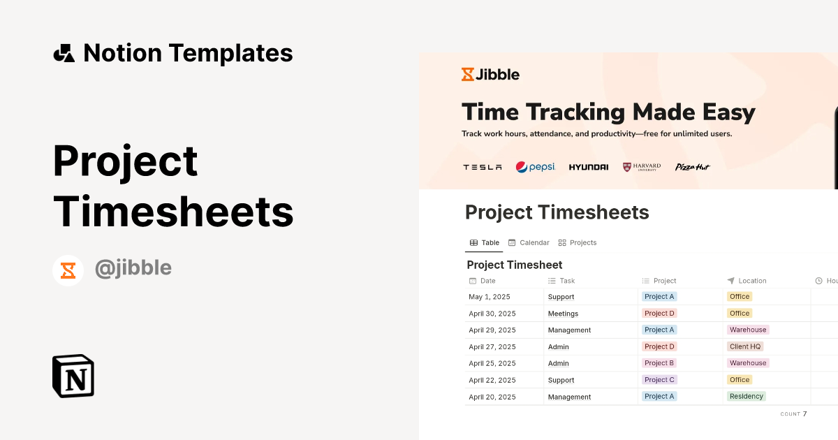 Project Timesheets Template | Notion Marketplace