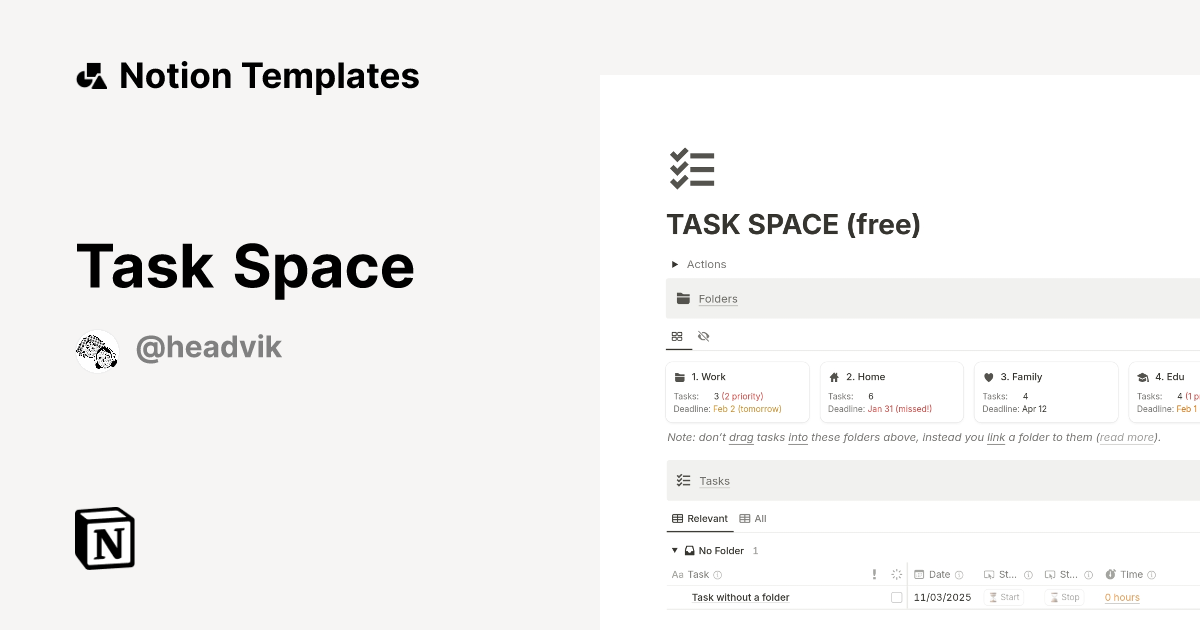 Task Space Template | Notion Marketplace