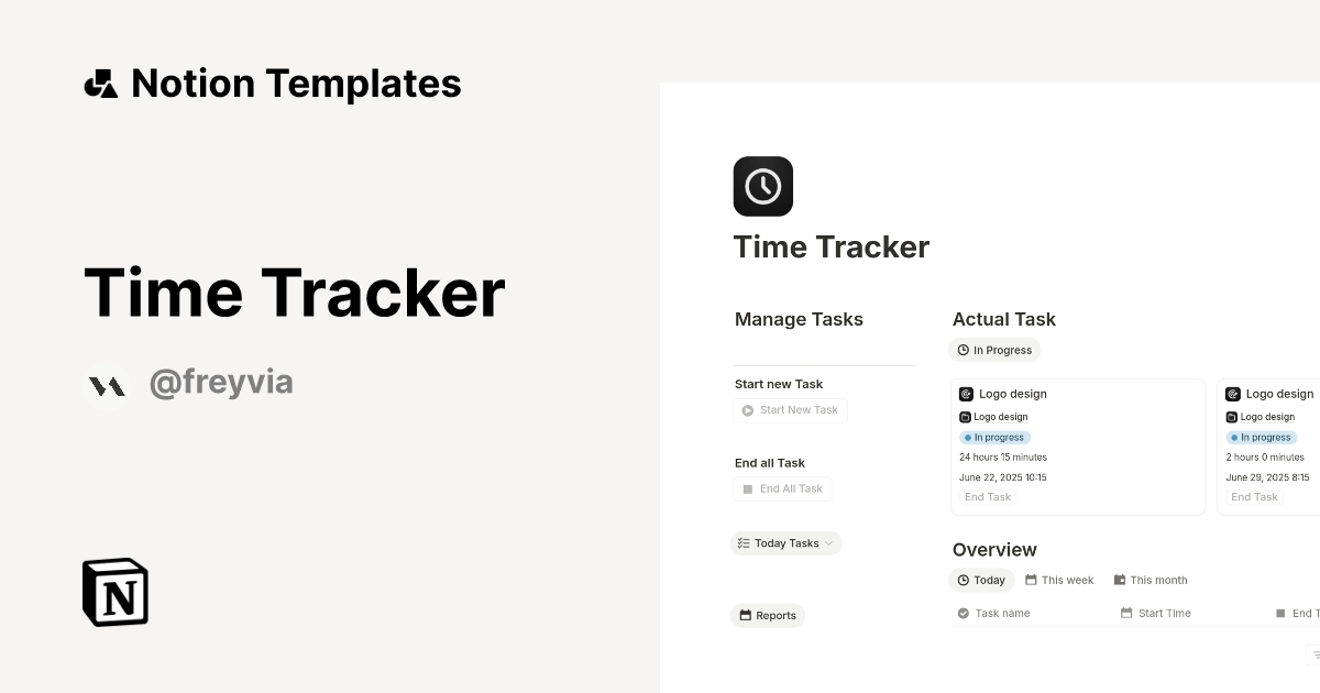 Time Tracker Template by Freyvia | Notion Marketplace
