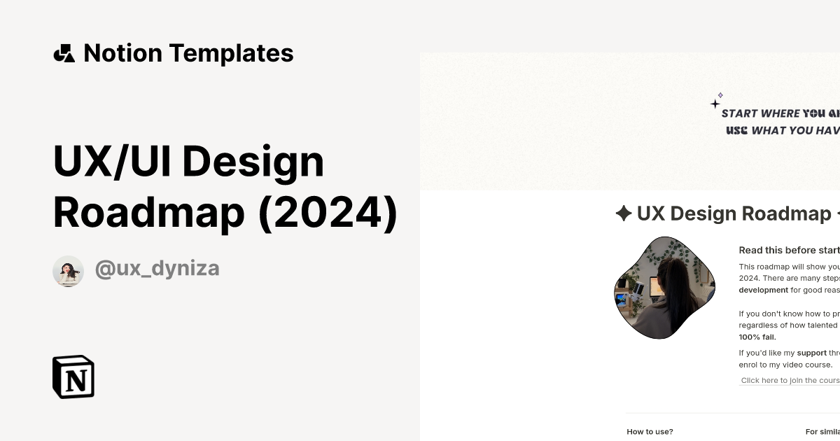 UX/UI Design Roadmap (2024) Template by Dyniza | Notion Marketplace