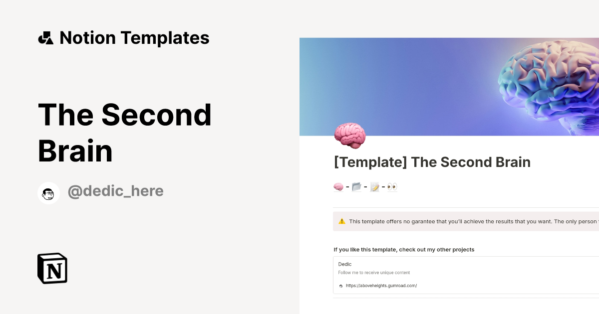 The Second Brain Template | Notion Marketplace