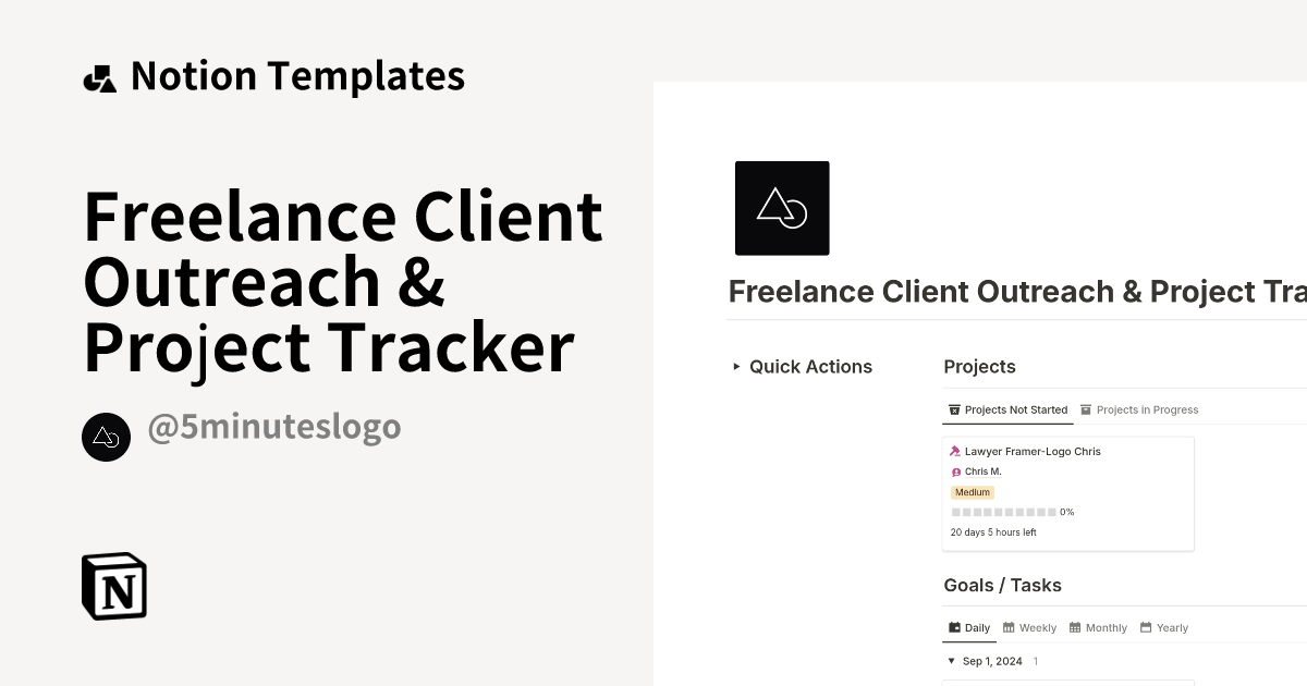 Freelance Client Outreach & Project Tracker Template by 5_Minutes_Logo ...