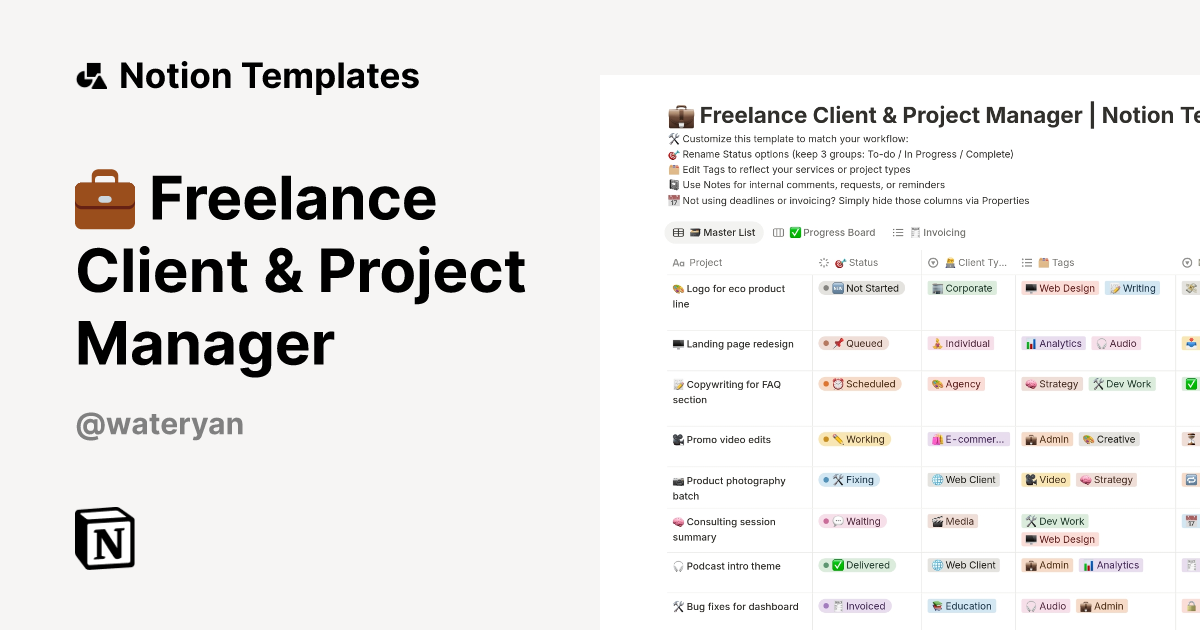 💼 Freelance Client & Project Manager Template | Notion Marketplace