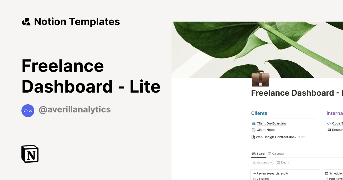 Freelance Dashboard - Lite Template | Notion Marketplace