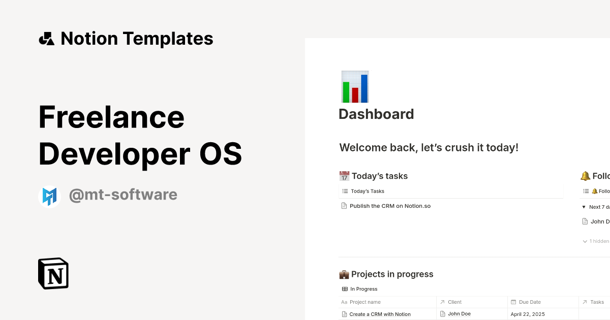 Freelance Developer OS Template by MT Software | Notion Marketplace