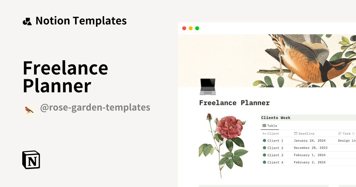 Freelance Planner Template | Notion Marketplace