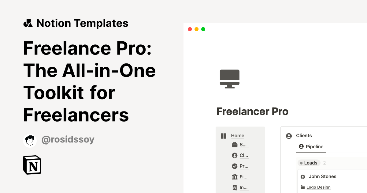 Freelance Pro: The All-in-One Toolkit for Freelancers Template by Rosidssoy | Notion Marketplace