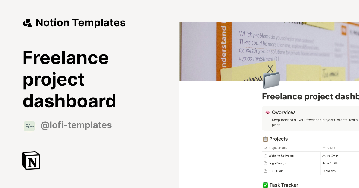 Freelance project dashboard Template | Notion Marketplace